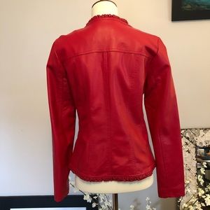 escandelle paris | Jackets & Coats | Gorgeous Red Ruffle Faux Leather ...